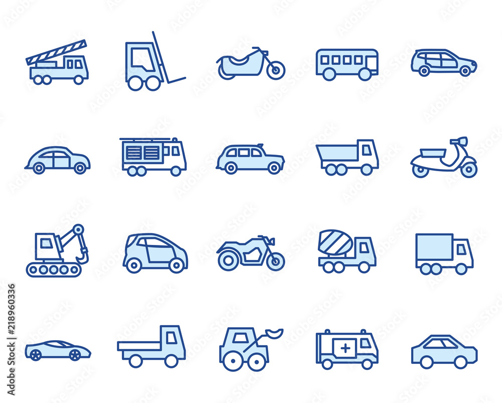 Autos, Fahrzeuge Vector Icon Illustraton Set Stock Vector | Adobe Stock