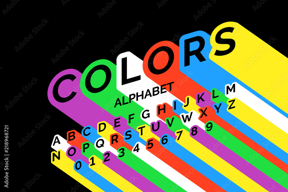 Colorful font design, alphabet letters and numbers Stock Vector | Adobe ...