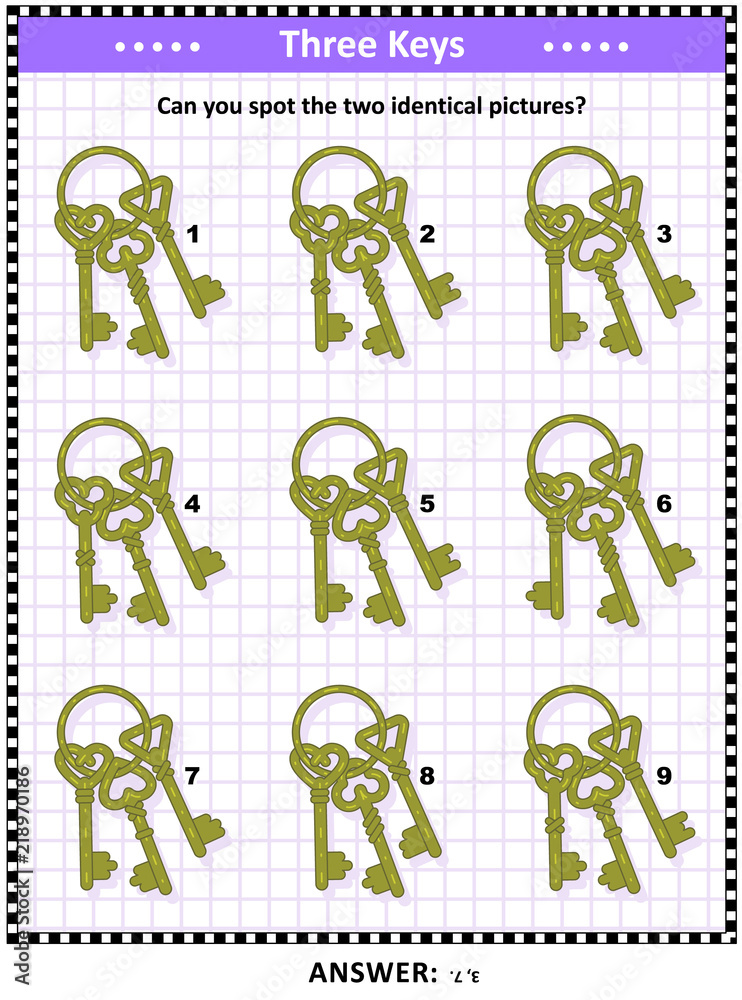 IQ and memory training visual puzzle for kids and adults with bunch of ...