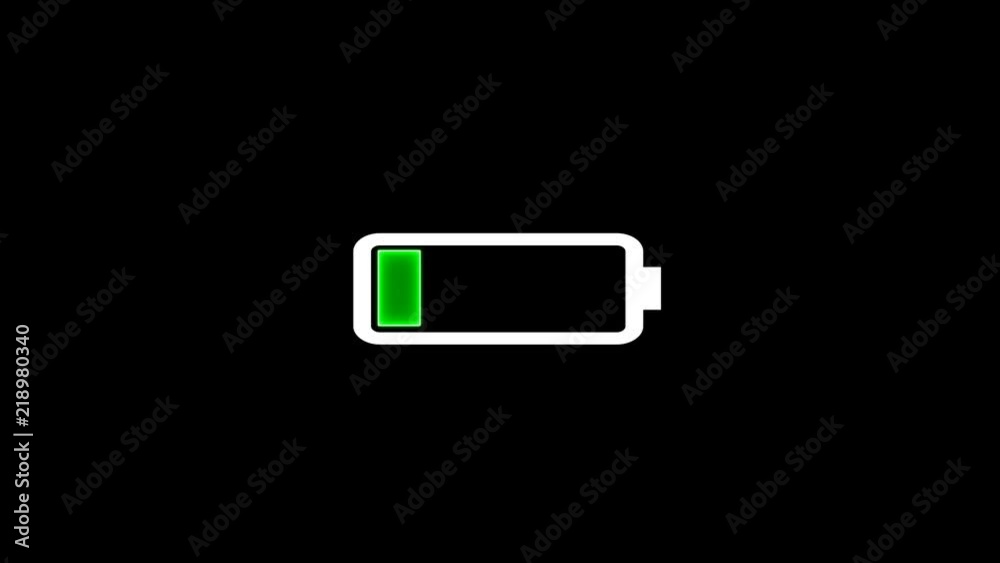 Animation Icon Of The Battery Whith Green Marks Which Being Charging From Empty To Full On The