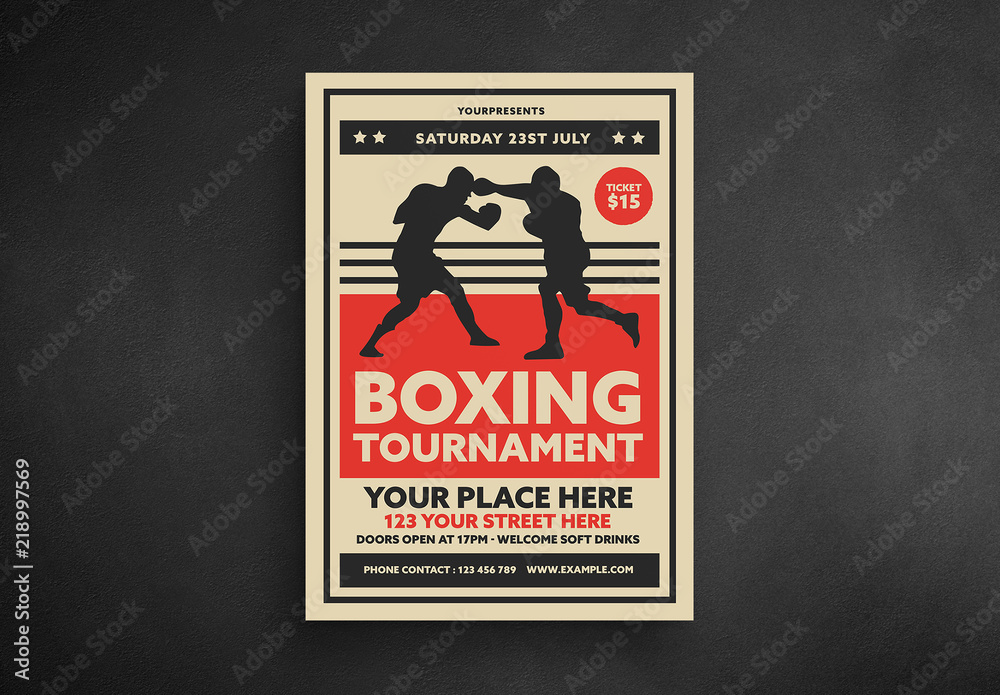 Boxing Tournament Event Flyer Layout Stock Template | Adobe Stock