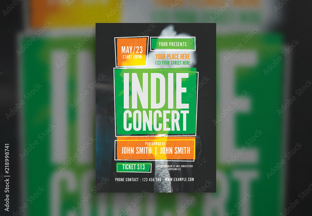 Event Flyer Layout with Offset Outline Strokes Stock Template | Adobe Stock