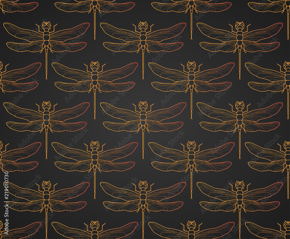Dragonfly pattern seamless vector illustration. Insect pattern ...
