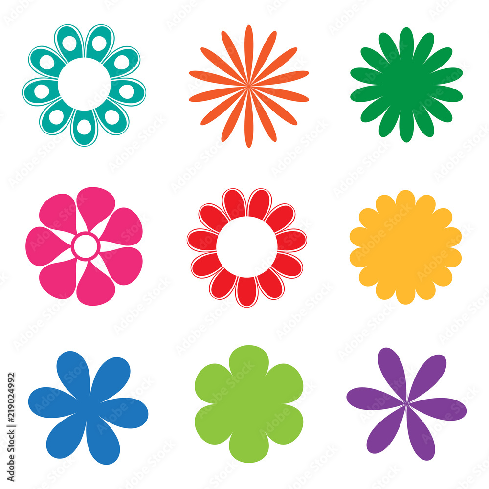 Colorful flower icon set Stock Vector | Adobe Stock