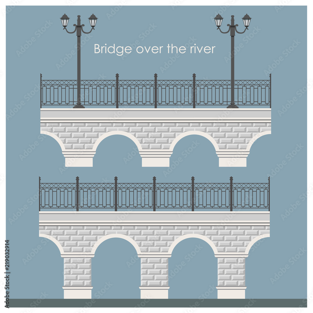 Vector image of the bridge. 3D view of bridges for games and other ...