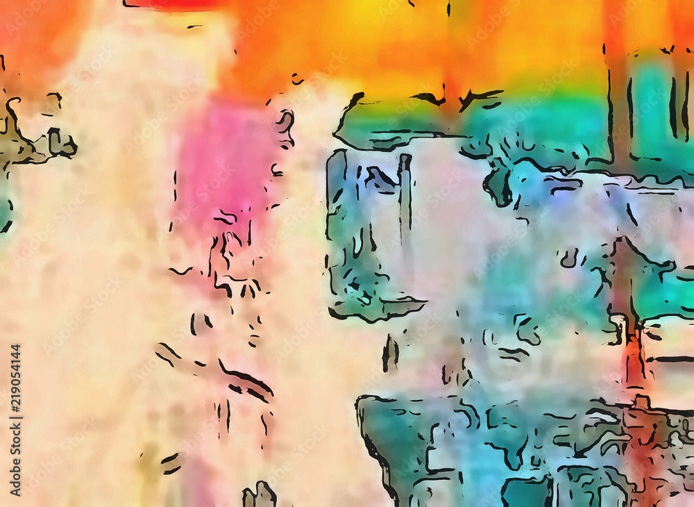 Chaotic lines on soft background in cartoon style. Abstract art in very ...