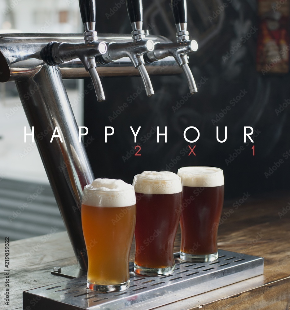 flyer happy hour cerveza 2x1 Stock Photo | Adobe Stock