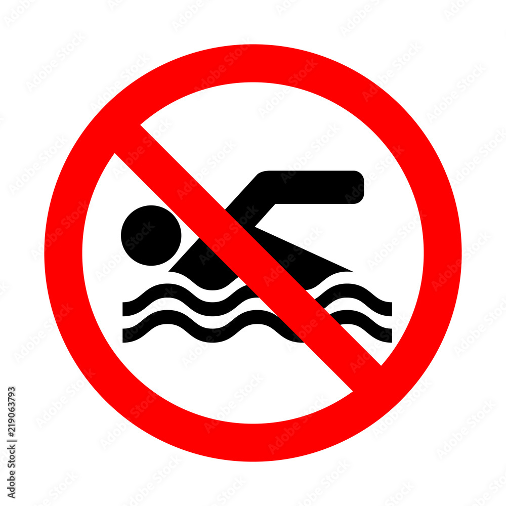 No swimming vector sign vector de Stock | Adobe Stock