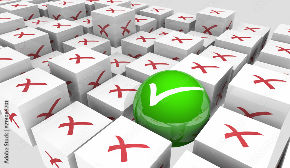Check Marks Yes or No Approved Rejected Sphere in Cubes 3d Animation ...