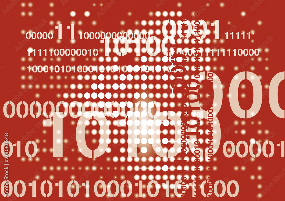 Red background with binary codes. Illustration of Binary codes on red backgrond. Vector ...