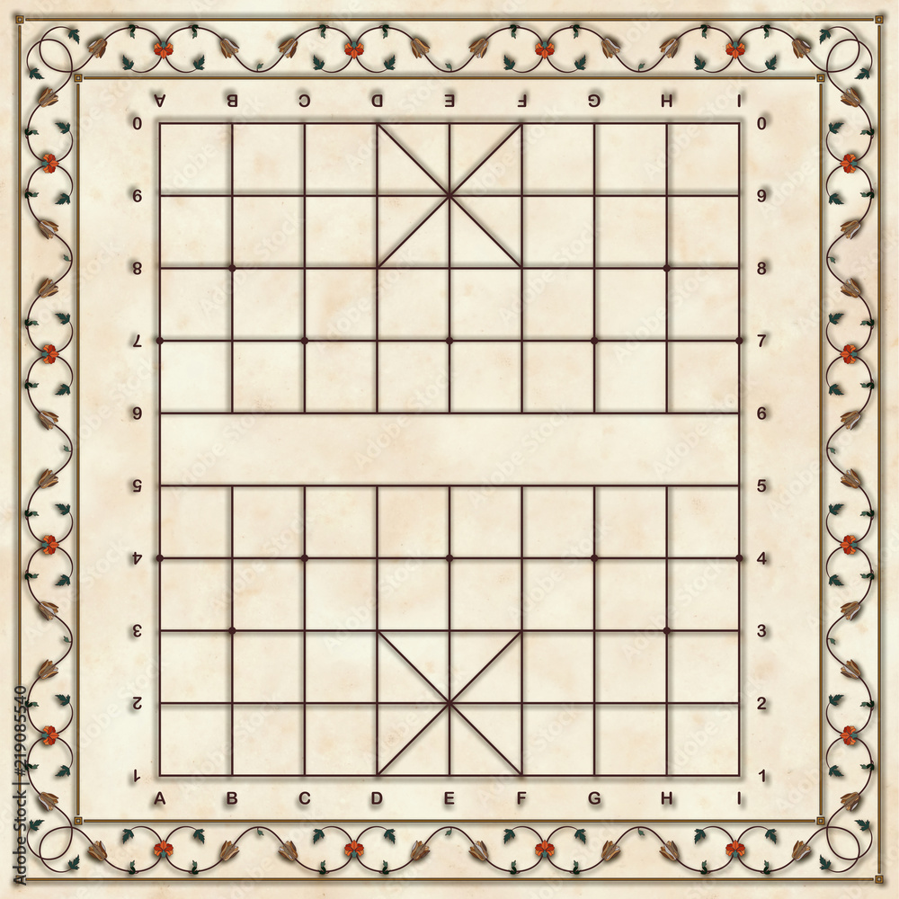 Xiangqi (chinese chess) board made of polished yellow marble with ...
