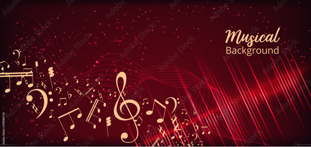 Vector Illustration of an Abstract Background with Music notes Stock ...