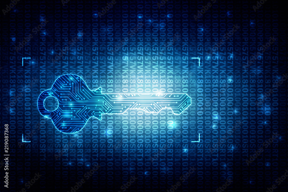 2d digital abstract technology digital future cyber security key Stock ...