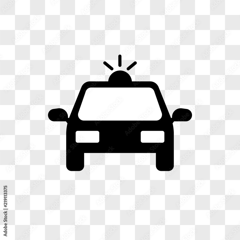 Police Car vector icon on transparent background, Police Car icon Stock ...