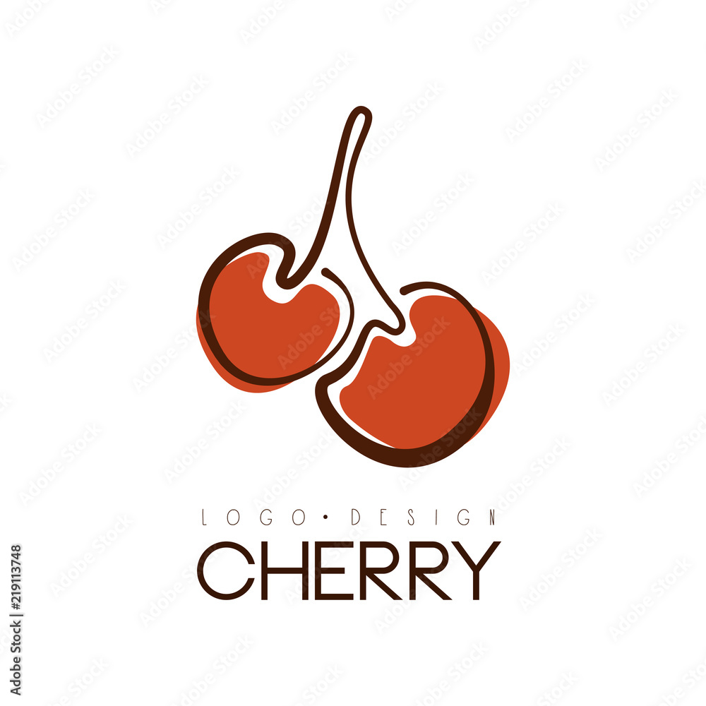 Cherry logo design, creative template with two ripe cherries can be ...