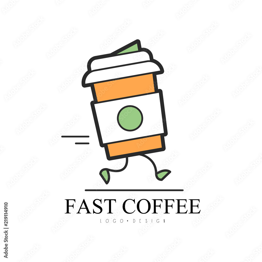 Fast coffee logo design, food service delivery, creative template for ...
