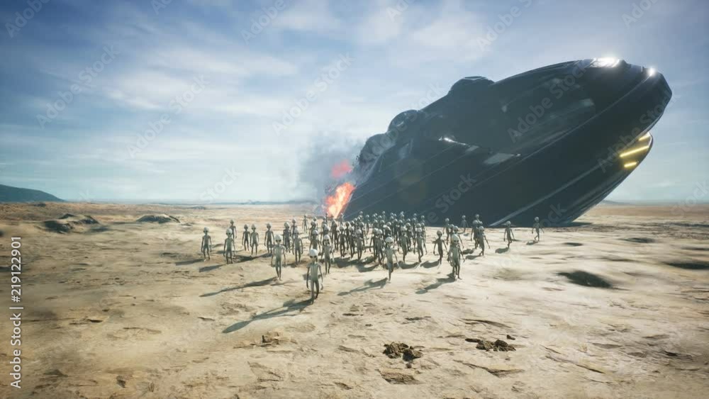 Video „Aliens are evacuated from a fallen and burning spaceship“ ze ...