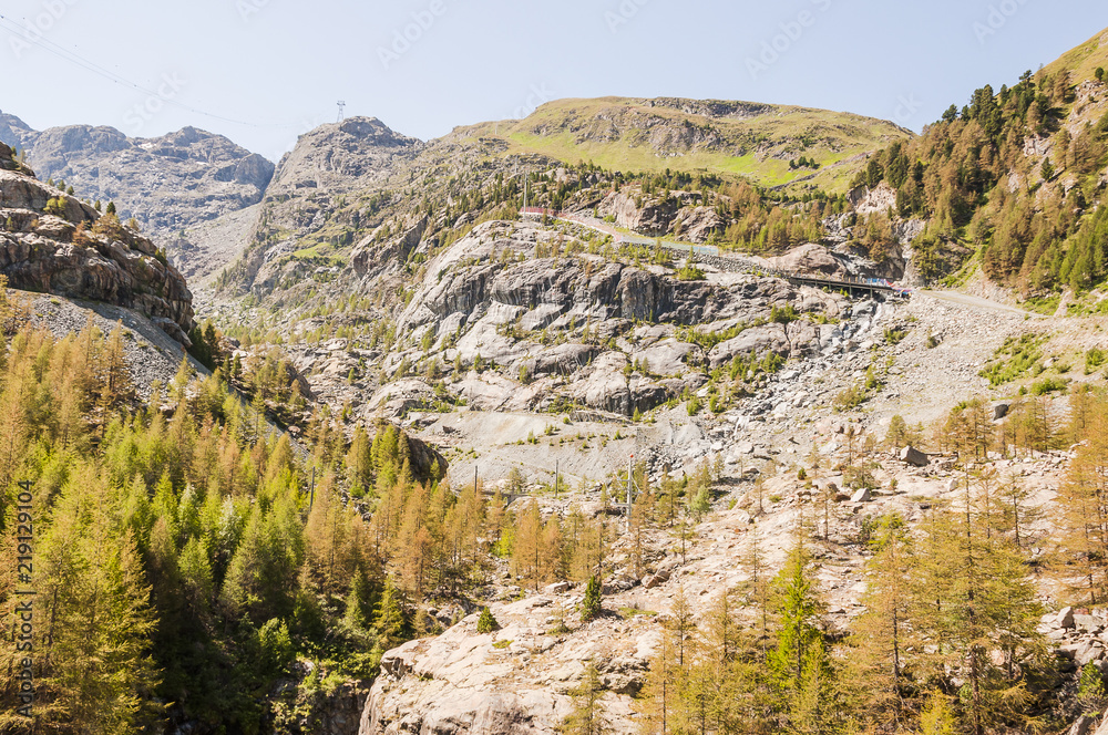 Zermatt, Furi, Hängebrücke, Wanderweg, Alpen, Walliser Berge, Bergbahn ...