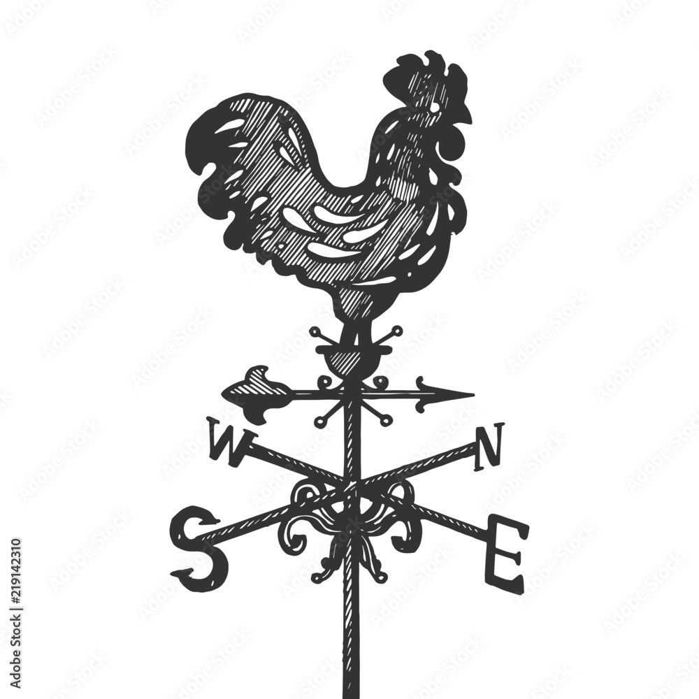 Weather vane engraving vector illustration Stock Vector | Adobe Stock