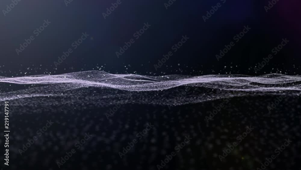Vertical futuristic line particle loop wave animation. Abstract hi ...