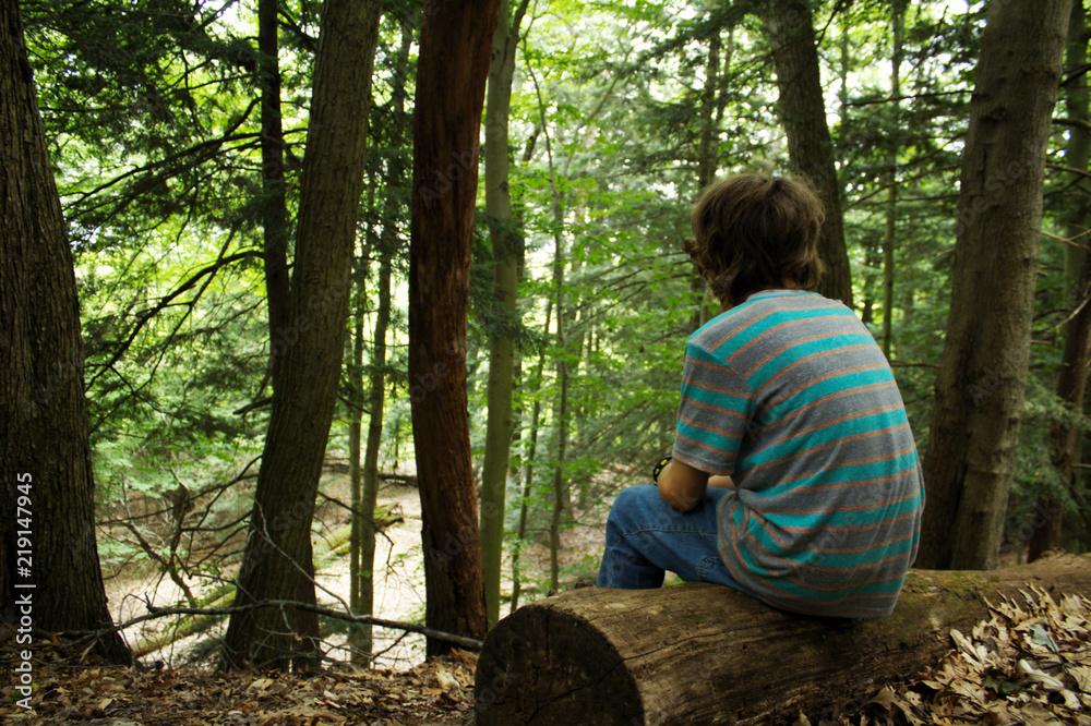 Back View of Single Solitary Young Caucasian White Teen Boy Man with ...