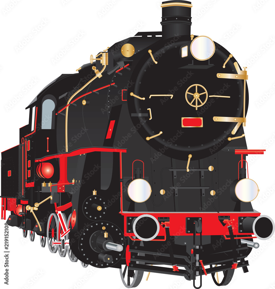 A detailed illustration of a Veteran Ten Wheeler Steam Freight Tender ...