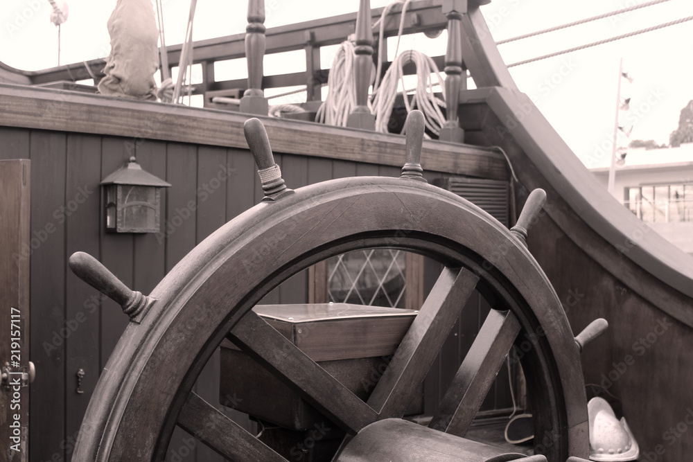 wheel of pirate ship Stock Photo | Adobe Stock