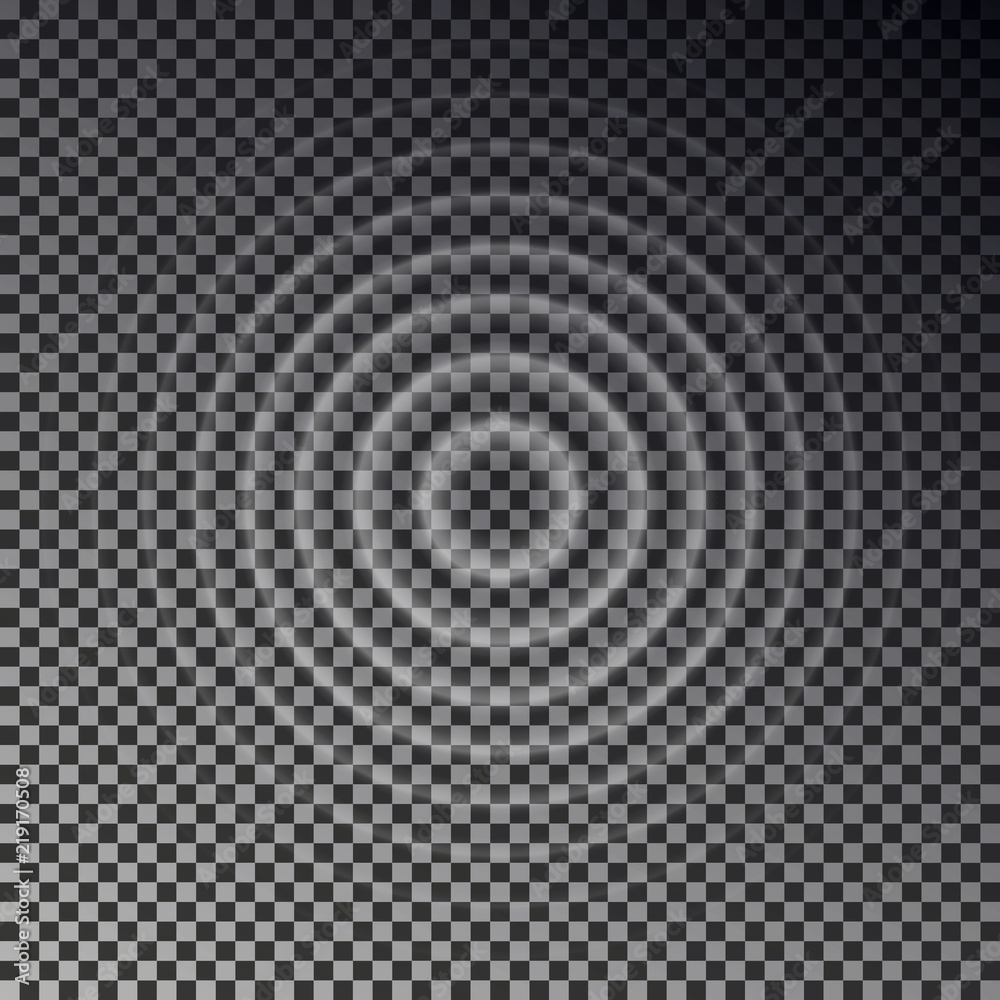 Ripple effect top view. Transparent Water drop rings. Circle sound wave ...