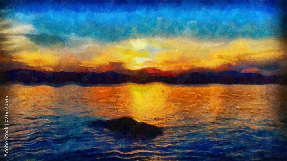 Oil Pastels Paintings Sunset