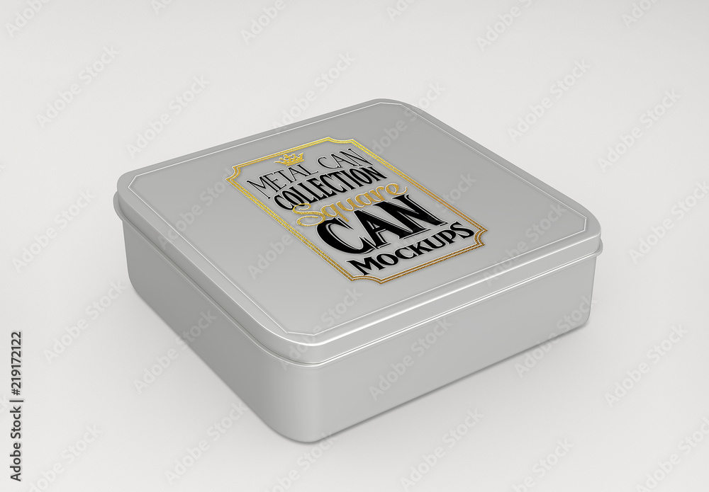 Large Square Tin Can Mockup Stock Template | Adobe Stock