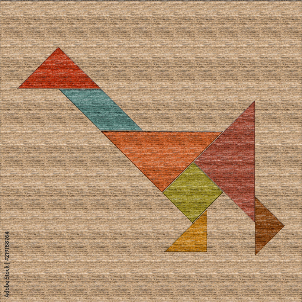 Goose laid out of geometric shapes, wood texture, tangram Stock ...
