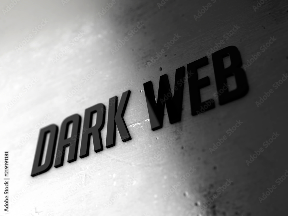 Dark web text on metalic plate 3D rendered with depth of field Stock ...
