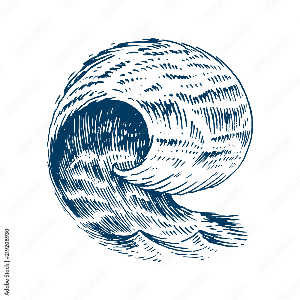 Atlantic tidal waves. Vintage old engraved hand drawn labels. Marine ...