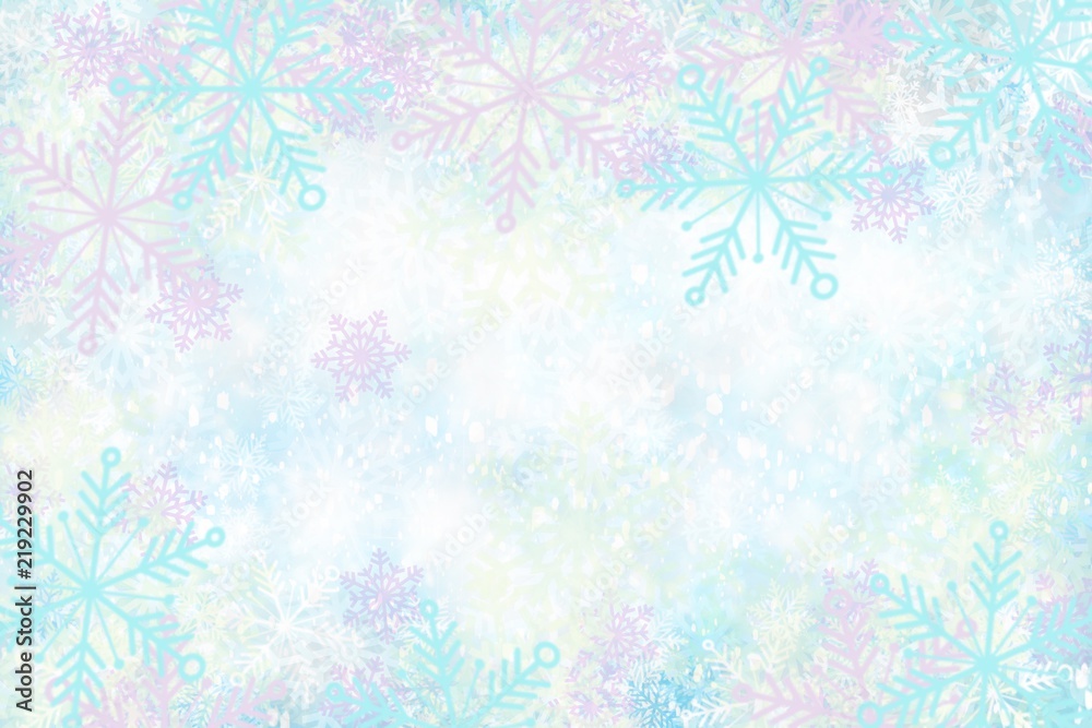 Winter Snowflake border background with snow, watercolor effect for ...