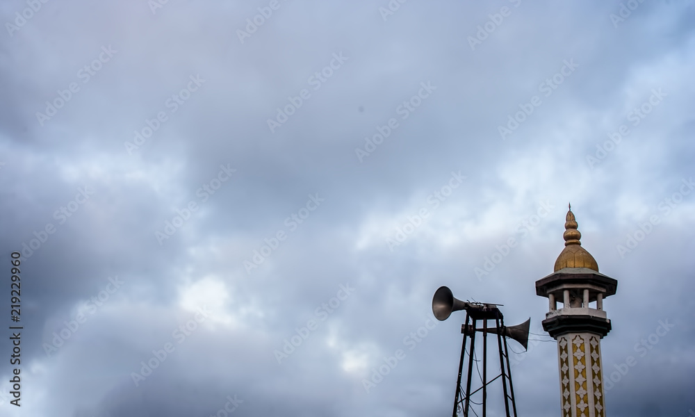 Nimbus clouds seen through Mosque with monsoon clouds. Stock Photo ...