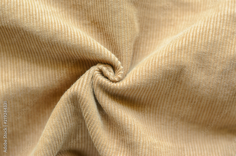 Texture of Soft Velvet Fabric with Folds Closeup. Texture of Beige ...