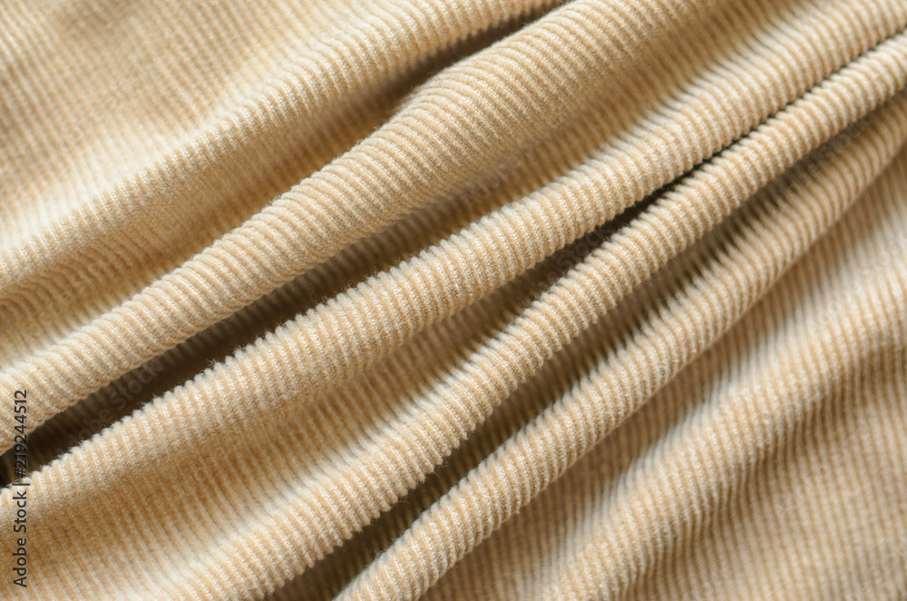 Texture of Soft Velvet Fabric with Folds Closeup. Texture of Beige ...