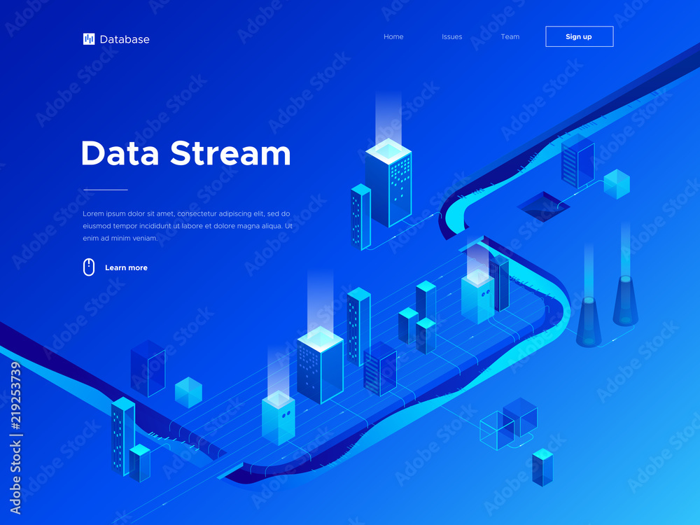 3d vector isometric illustration of big data analytics and technologies ...