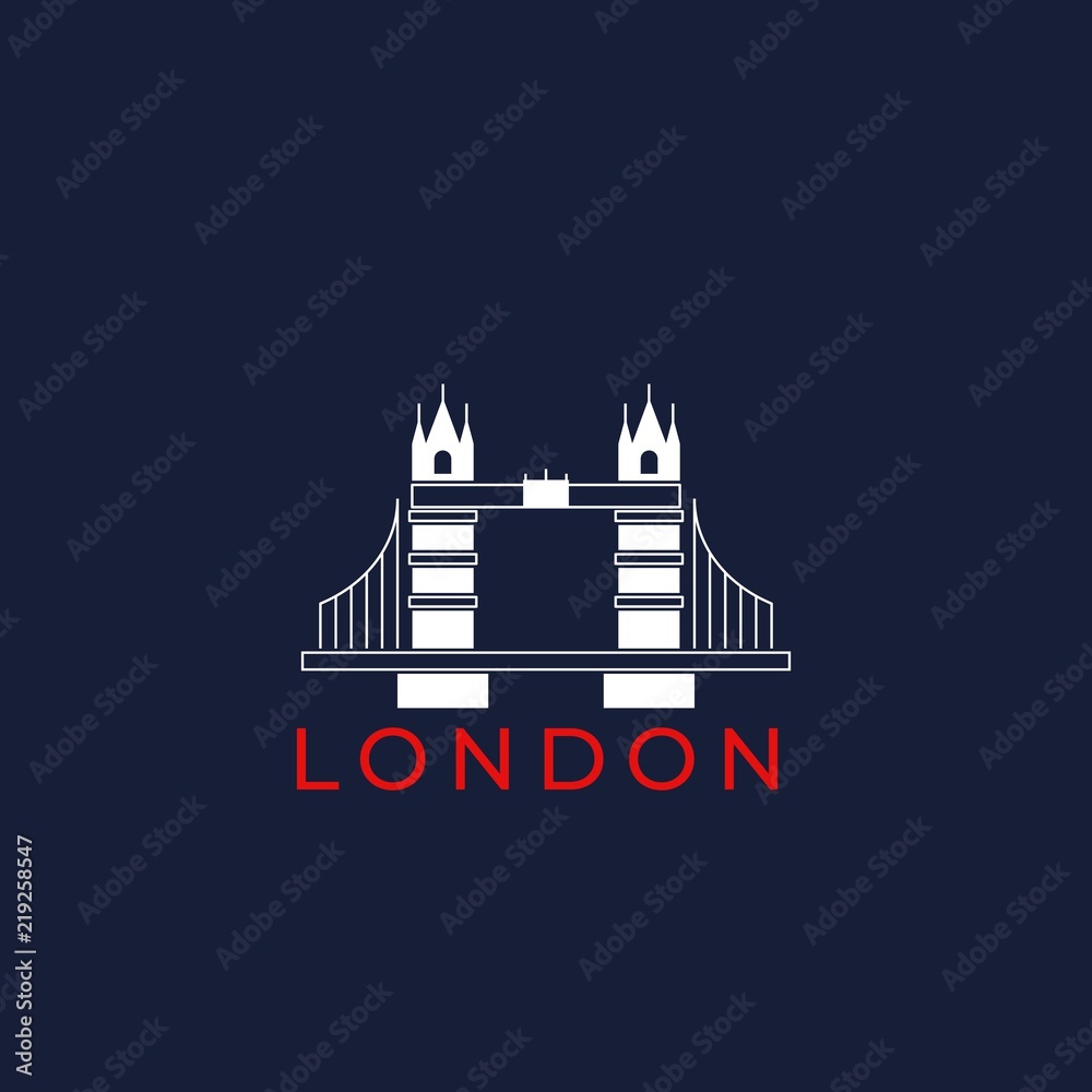 Vector illustration of the famous landmark of London. Modern line logo ...
