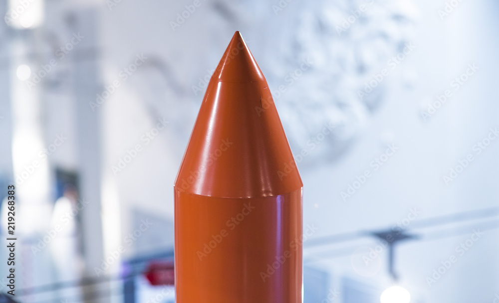 rusty antiaircraft rocket of a surface-to-air missile system are aimed ...