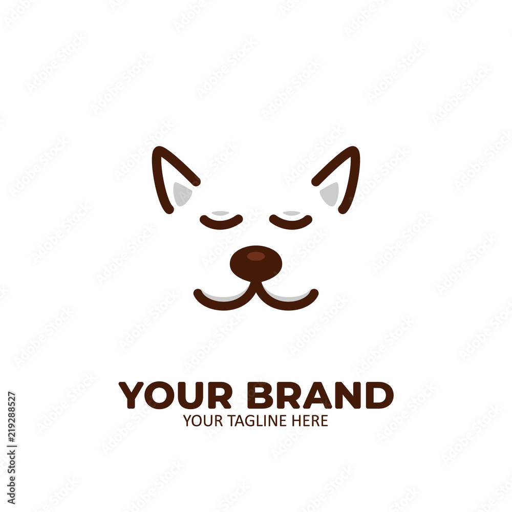satisfying calm animal dog face logo icon outline line style Stock ...