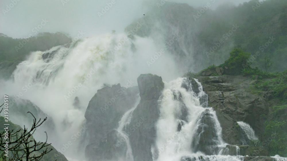 Image Of Dudhsagar waterfall and Scenic Train Route in raining season ...