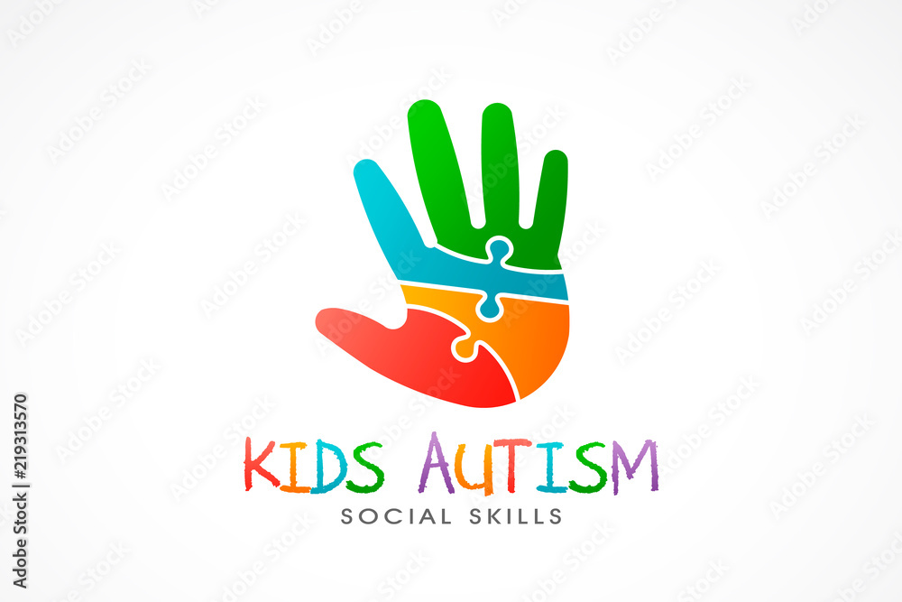 Kids Autism Hand logo. Vector Illustration Stock Vector | Adobe Stock