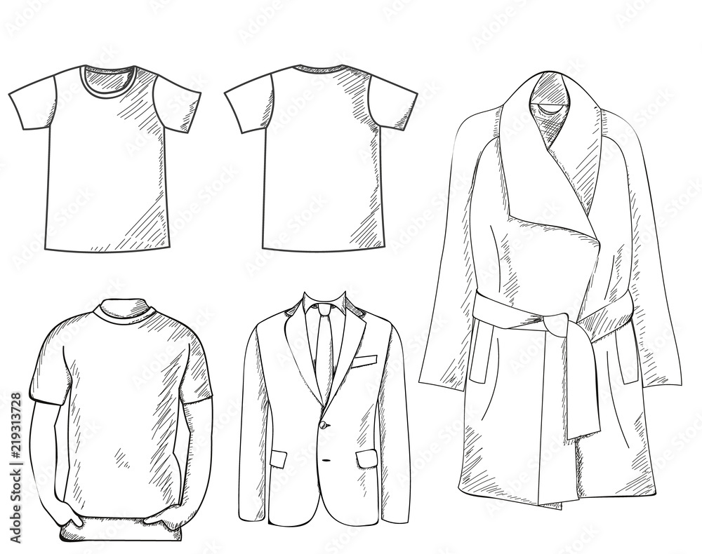 vector, isolated set of clothes sketches Stock Vector | Adobe Stock