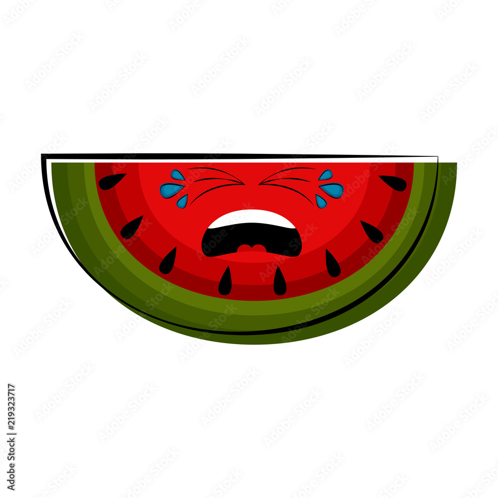 Crying watermelon cartoon character emote Stock Vector | Adobe Stock