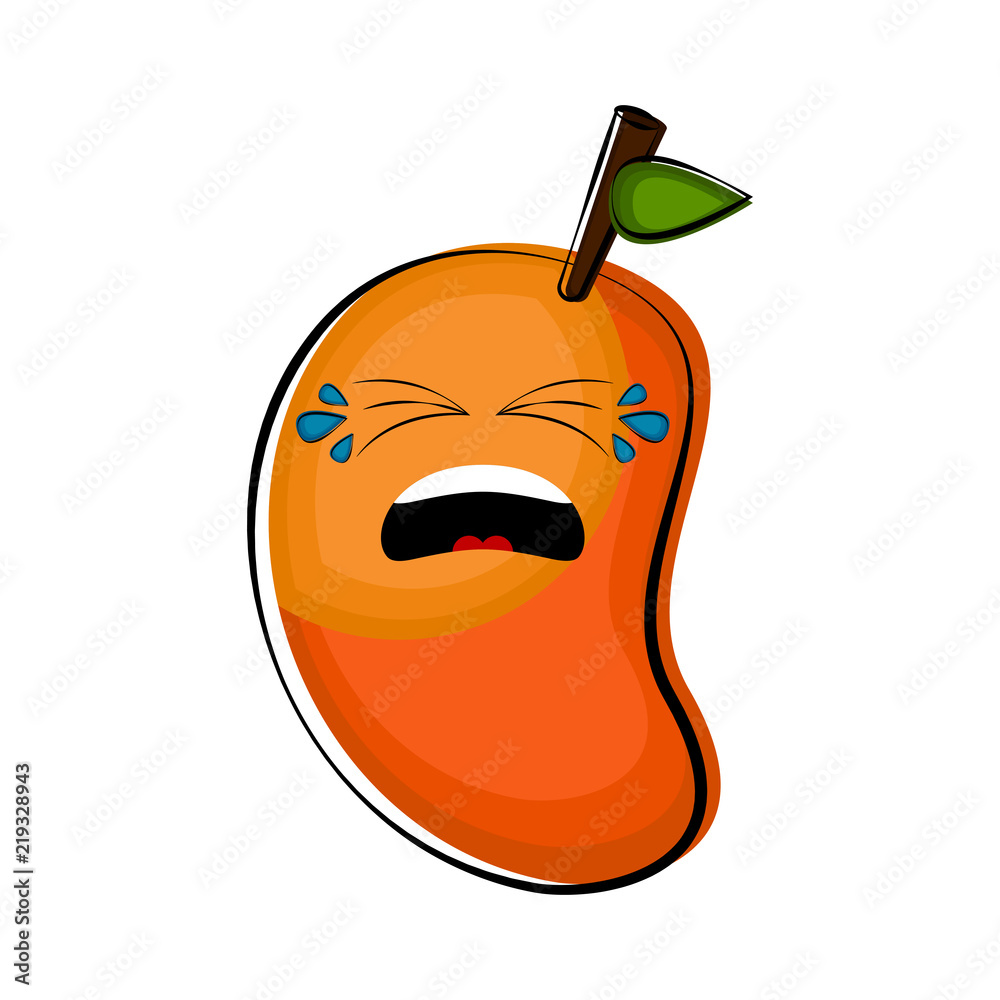 Crying mango cartoon character emote Stock Vector | Adobe Stock