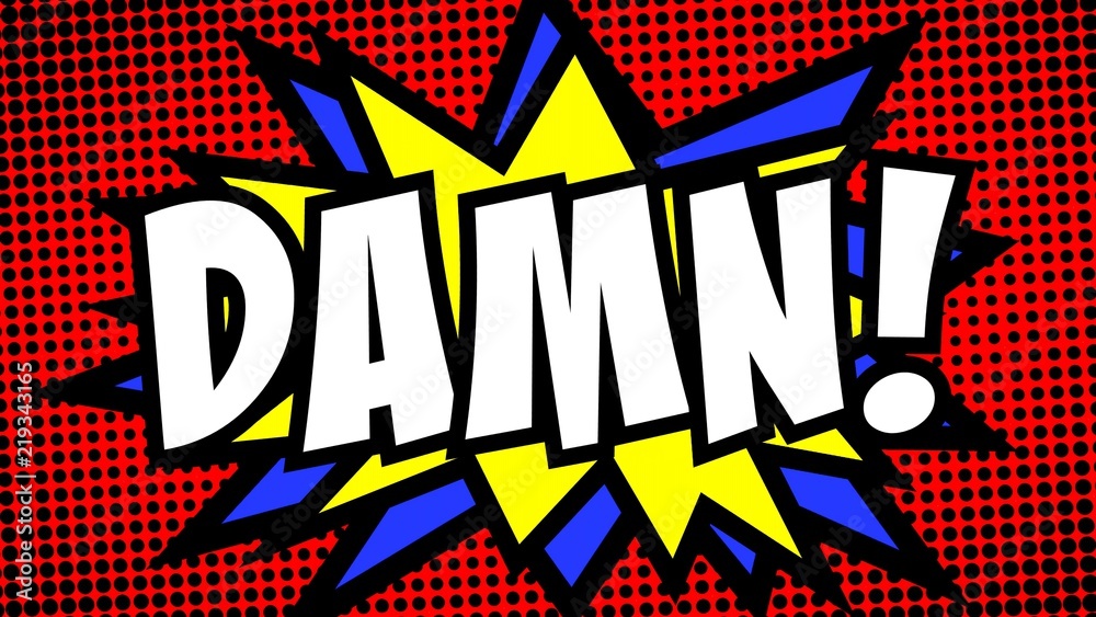 A comic strip cartoon animation, with the word Damn appearing. Green ...