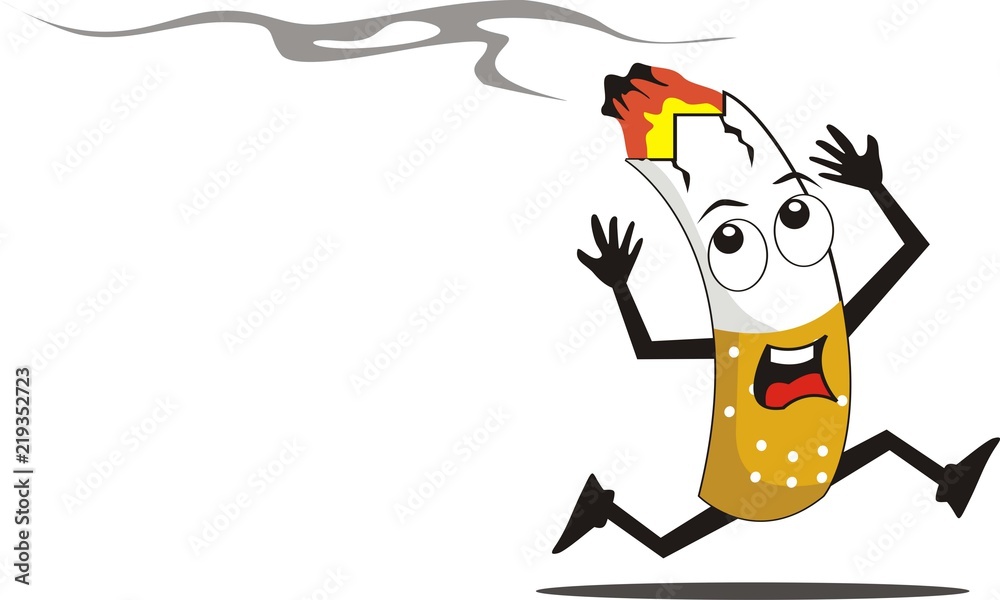 Cigarette cartoons burned vector illustration. Stock Vector | Adobe Stock