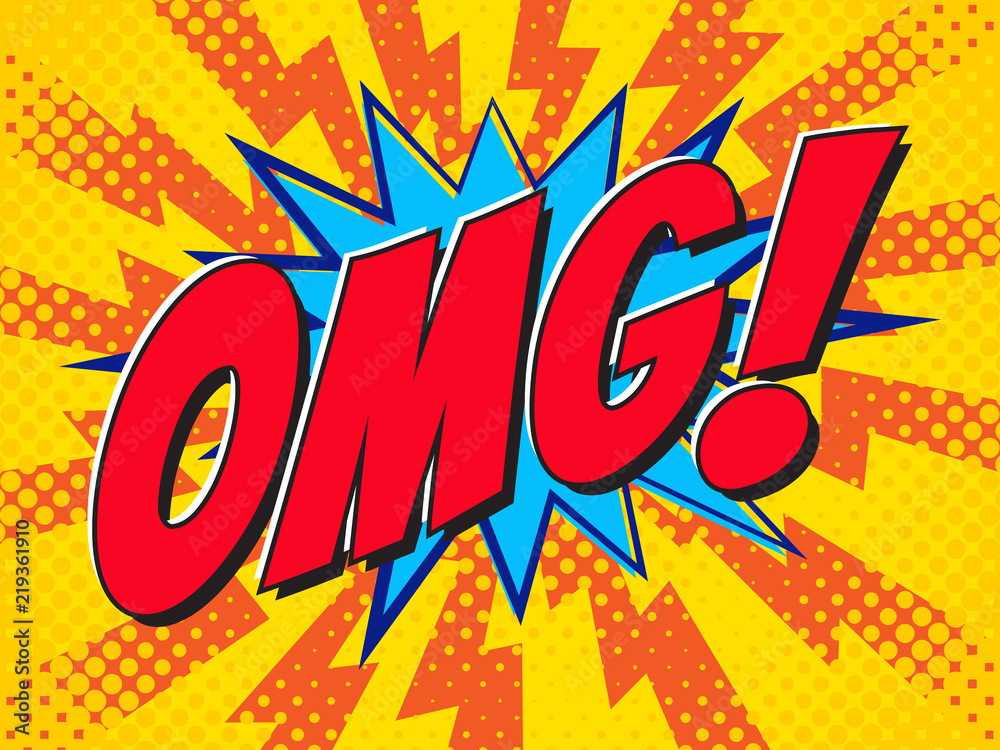 OMG!, wording in comic speech bubble on burst background Stock Vector ...