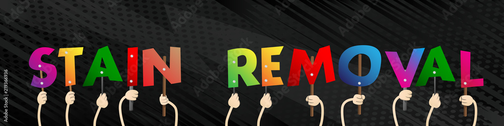 Diverse hands holding letters of the alphabet created the word Stain ...